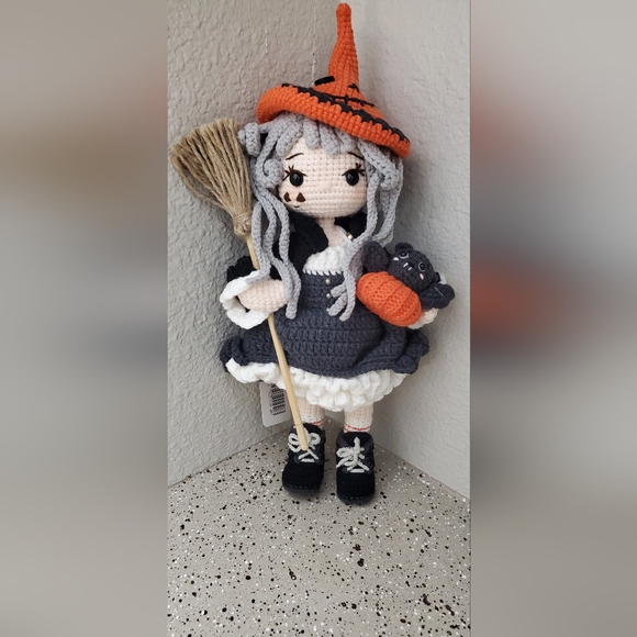 Handmade | Holiday | Handmade Crochet Handcrafted Witch Doll With Broom ...